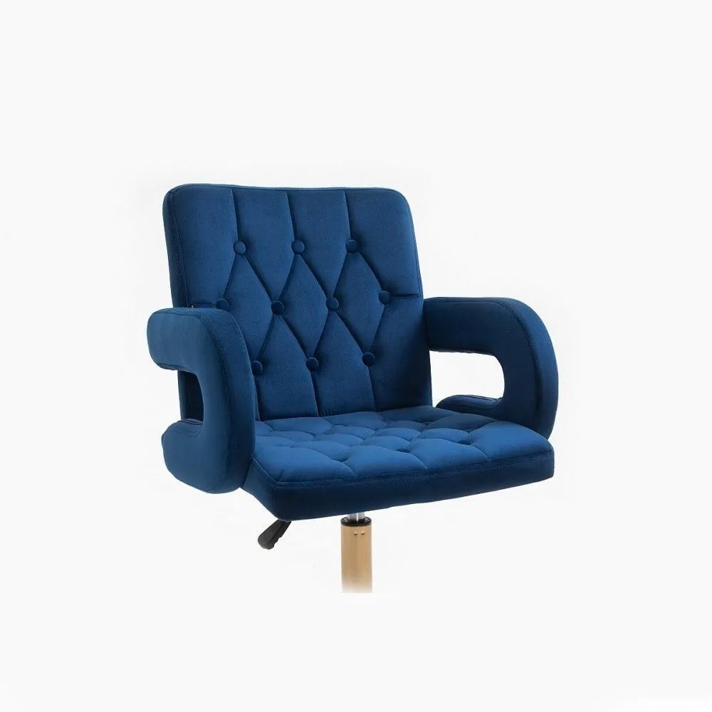 LuxuryForm Židle  BOSTON VELUR na černé podstavě s kolečky -  modrá
