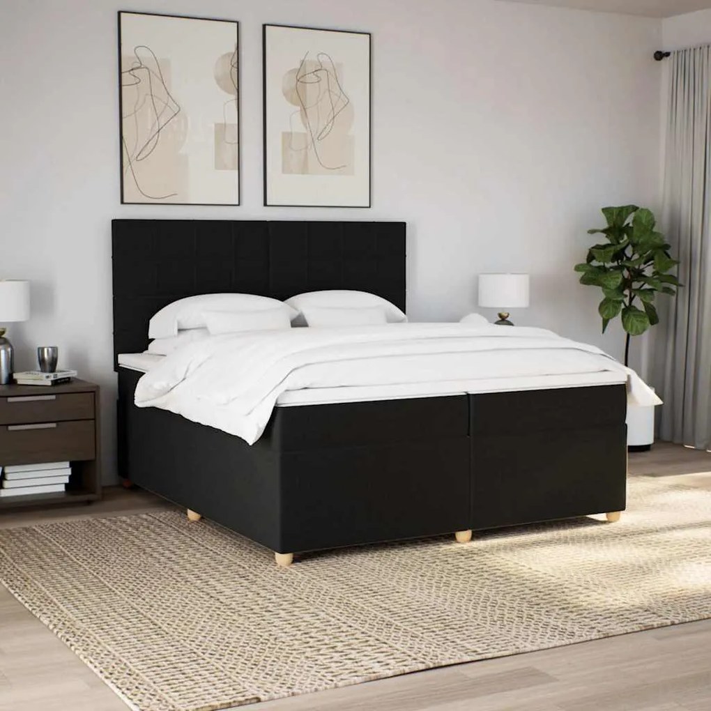 Box spring postel s matrací černá 200x200 cm textil 3293689