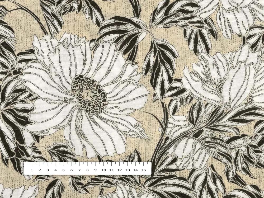 Biante Dekorační povlak na polštář s lemem PML-089 Bílé květy na béžovém 50 x 50 cm