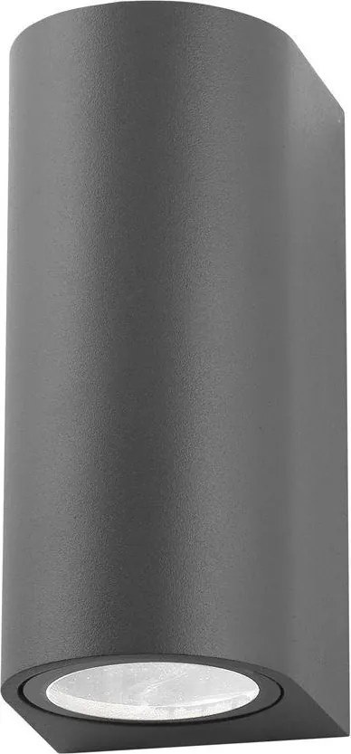 NV 710022 Venkovní nástěnné svítidlo NERO tmavě šedý hliník skleněný difuzor GU10 2x7W 220-240V IP54 bez žárovky světlo nahoru a dolů - NOVA LUCE