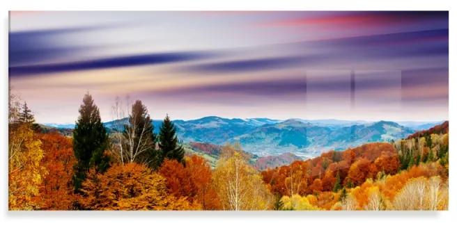 Skleněný obraz 110x50 - Podzim na horách (EXTRA - s vyvrtanými dírami) - Sablo.cz