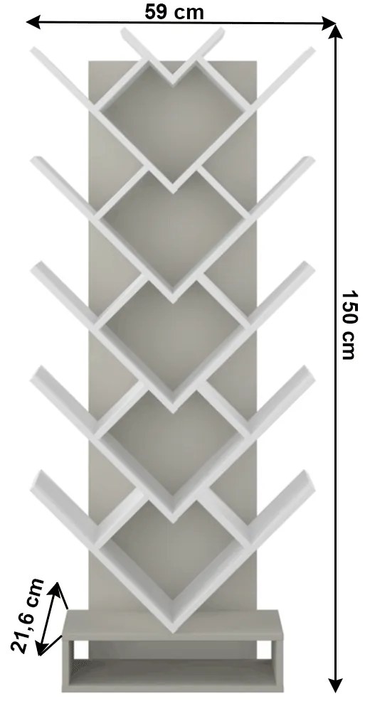 Kondela Regál, šedá / bílá, VEVEY