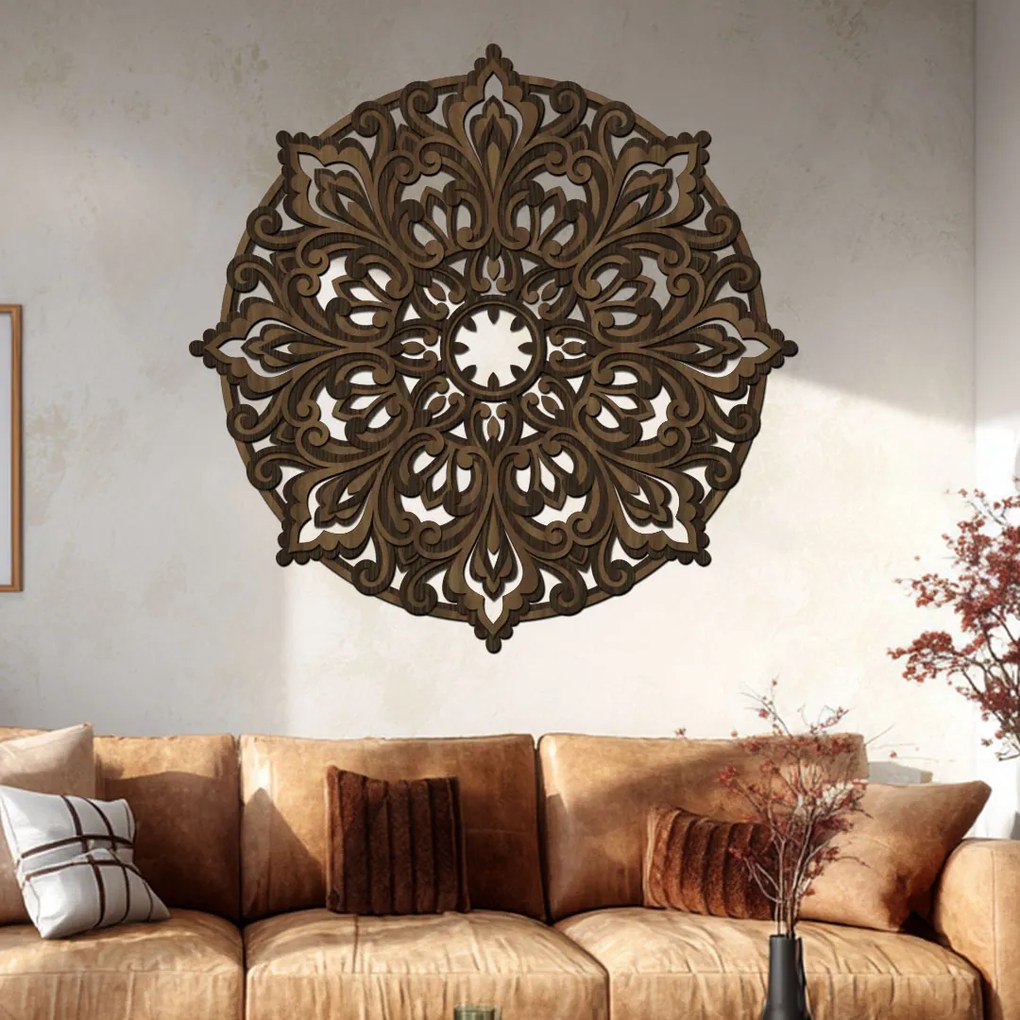 dřevo života 4 vrstvá mandala SEBEDŮVĚRU Zvolte rozměr (cm): 80x80, Zvolte barvu dekoru: Černá-Bílá