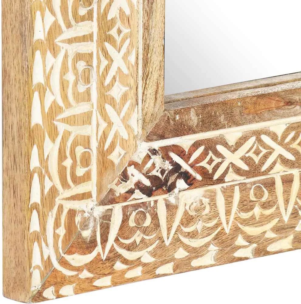 Ručně vyřezávané zrcadlo 80 x 50 x 2,6 cm masivní mangovník 321645