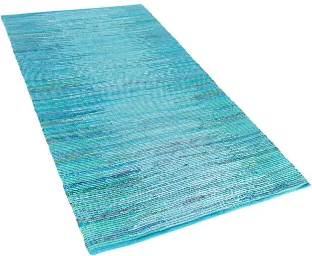 Modrý tkaný bavlněný koberec 80x150 cm - MERSIN