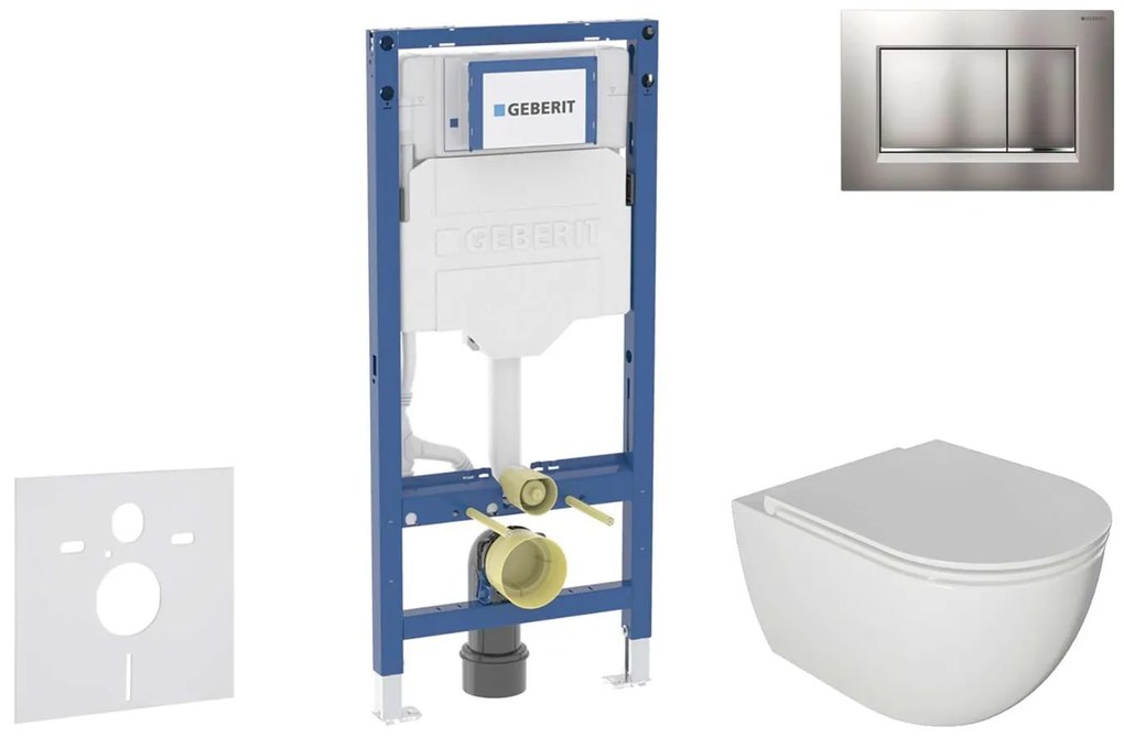 Geberit Duofix - Set předstěnové instalace, klozetu Oudee a sedátka softclose, tlačítko Sigma20, lakovaný chrom mat/chrom SANI11CA1122B