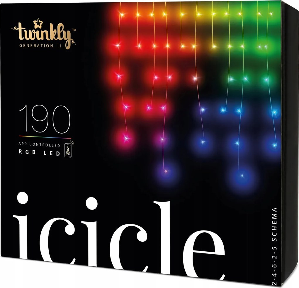 Inteligentní rampouchy Twinkly Icicle 190 Led Rgb