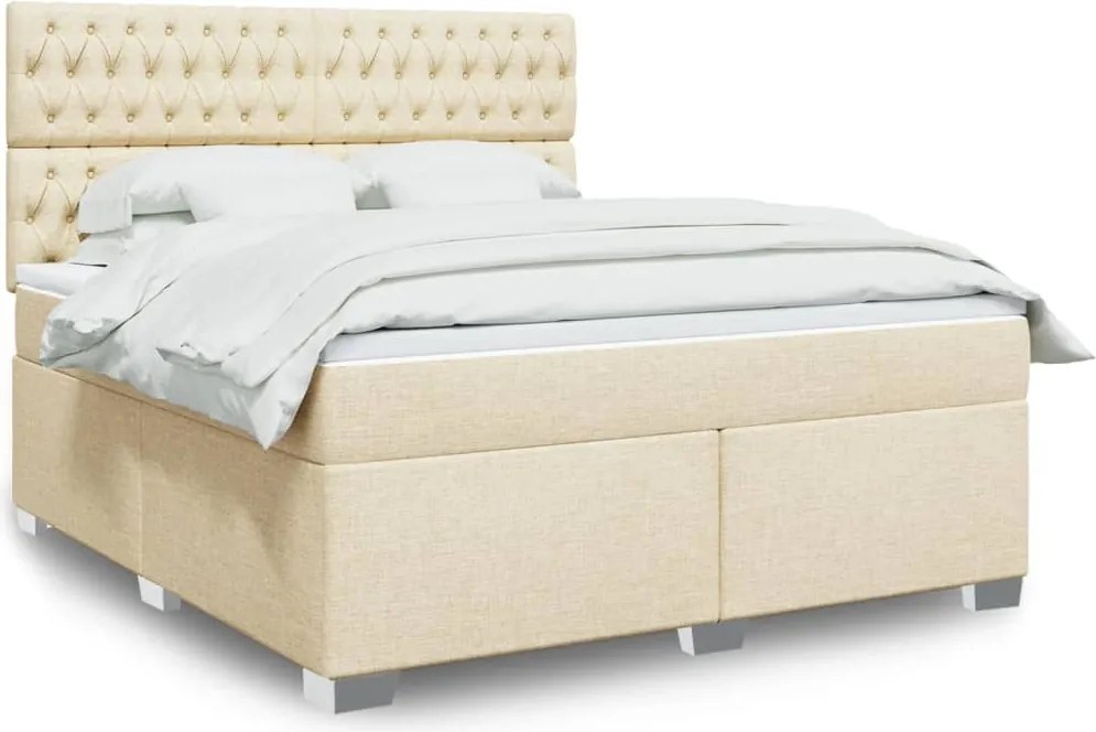 Box spring postel s matrací krémová 180x200 cm textil 3292879