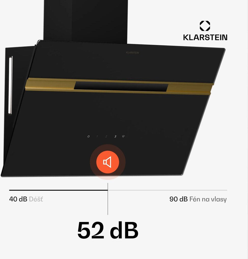 Klarstein Digestoř Alina, EEK A, Dotykové, LED osvětlení, Odsávání/recirkulace, 600 m³/h