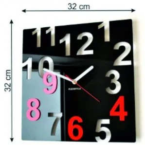 Nástěnné hodiny Quartz, nalepovací dekorace, 3D zrcadlové nálepky Xmomo FL-z7-RAL9005-1018 HEU-