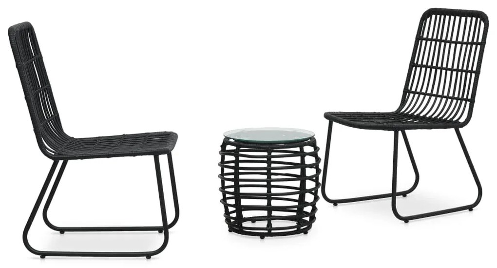 48585 vidaXL 3dílný bistro set polyratan černý