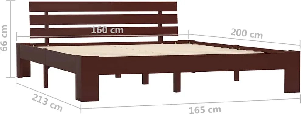Rám postele tmavě hnědý masivní borovice 160 x 200 cm 283176