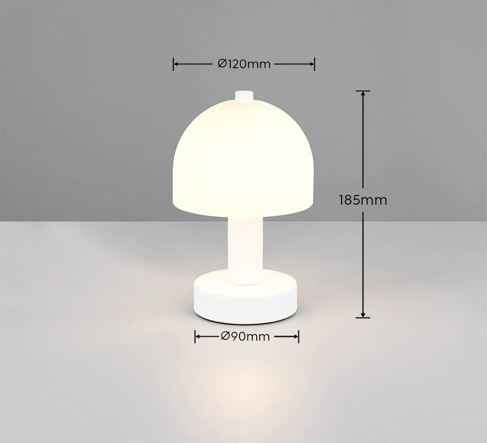 Bílá stolní lampa se skleněným stínidlem (výška 19 cm) Glenn – Reality