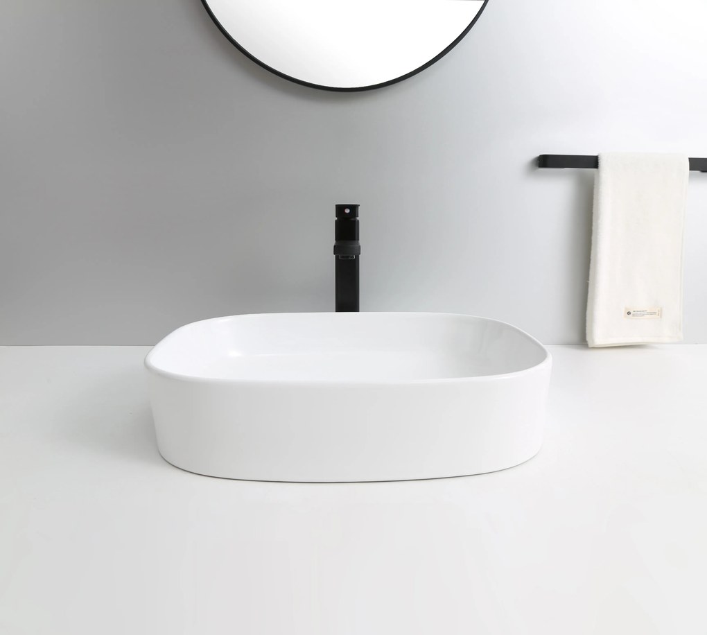 Erga Nancy, umyvadlo na desku 510x370x120 mm, bílá lesklá, ERG-V03-9611-WH