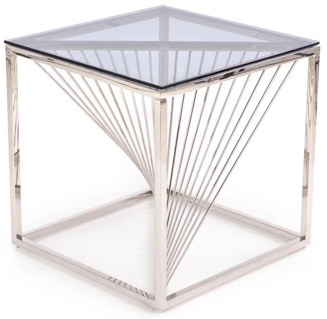 Expedo Konferenční stolek SERENA, 55x55x55, kouřové sklo/stříbrná