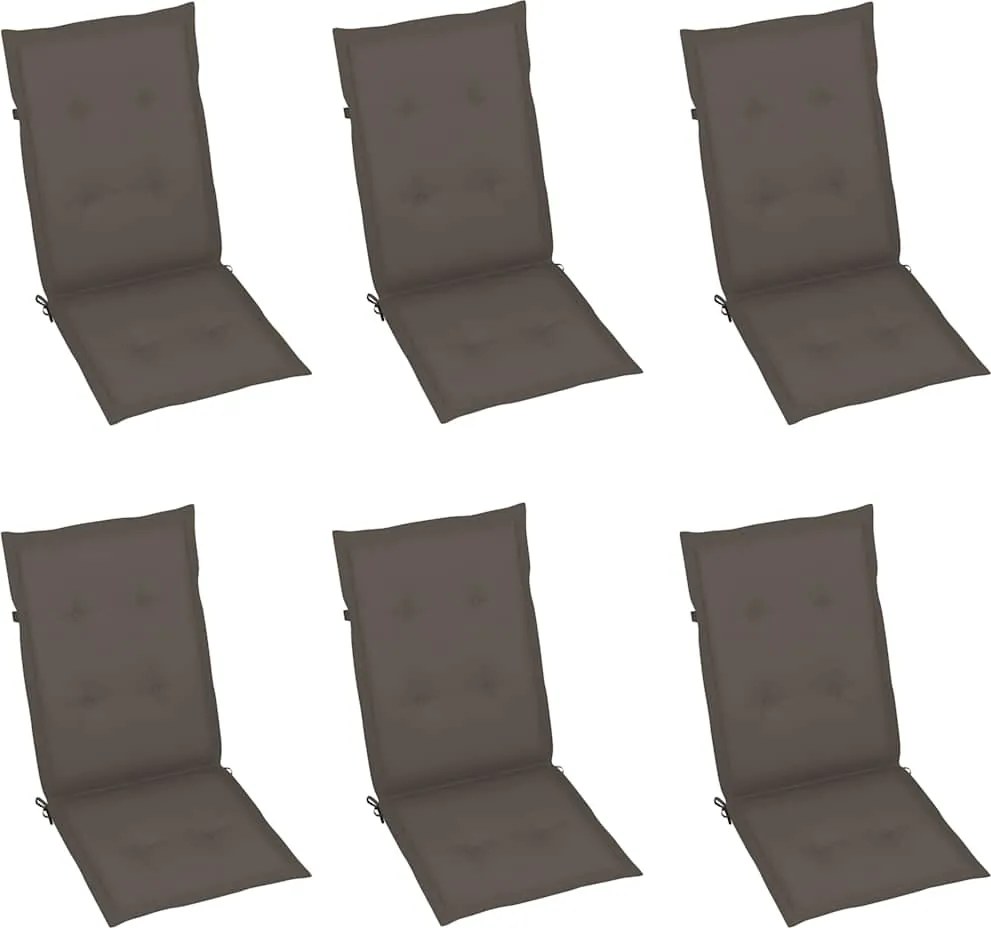 Skládací židle 6 ks s polštáři v barvě taupe, masivní teak 3065568