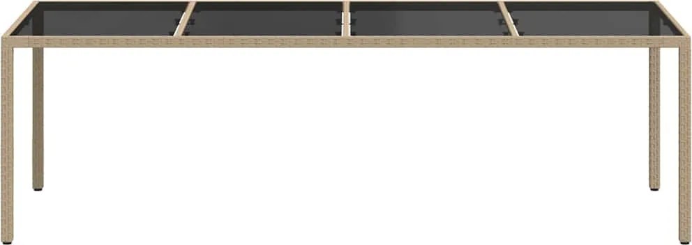 Zahradní stůl béžový 250 x 100 x 75 cm tvrzené sklo a polyratan 316728