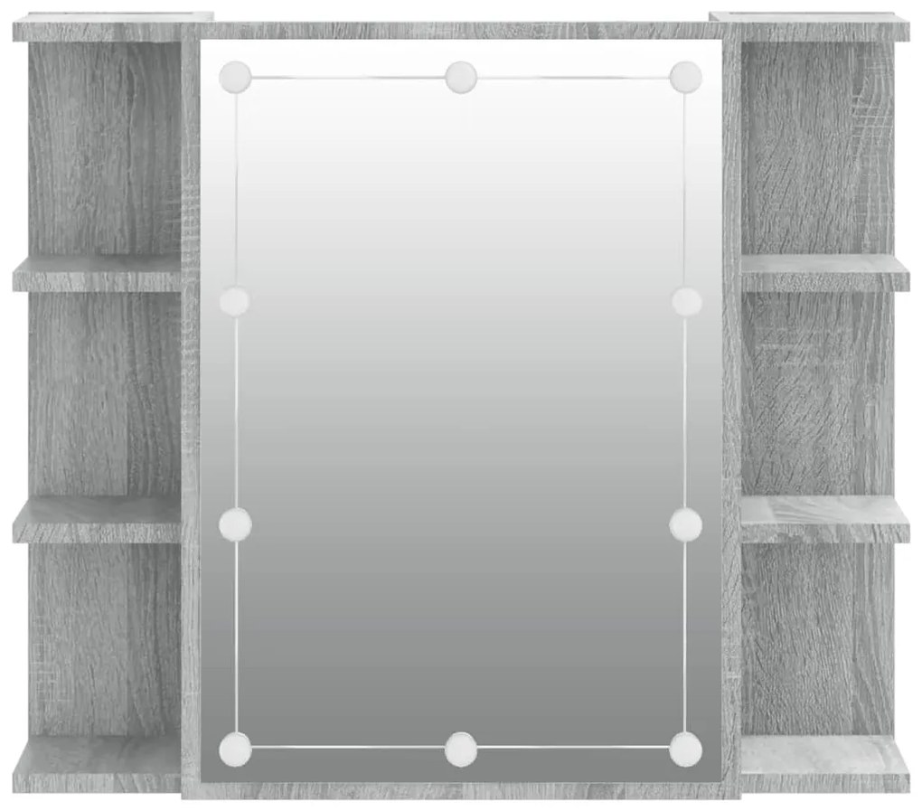 Zrcadlová skříňka s LED šedá sonoma 70 x 16,5 x 60 cm