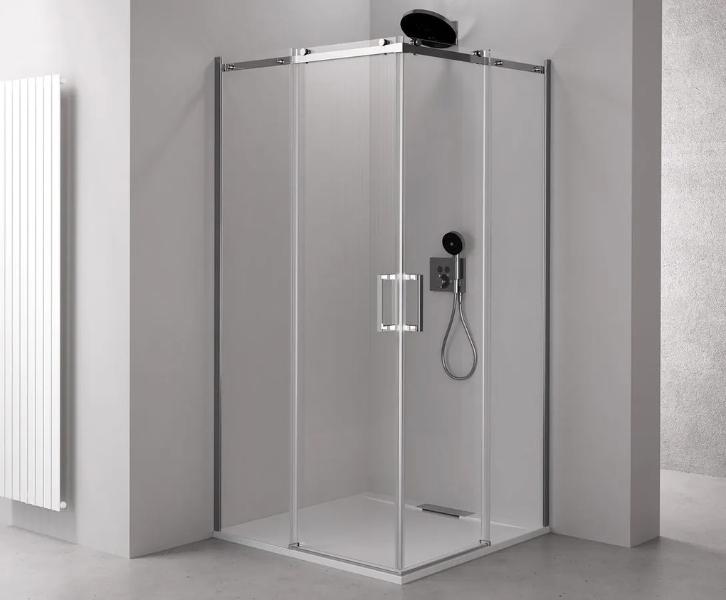Polysan Sapho, THRON LINE ROUND obdélníkový sprchový kout 1000x800mm, kulaté pojezdy, rohový vstup