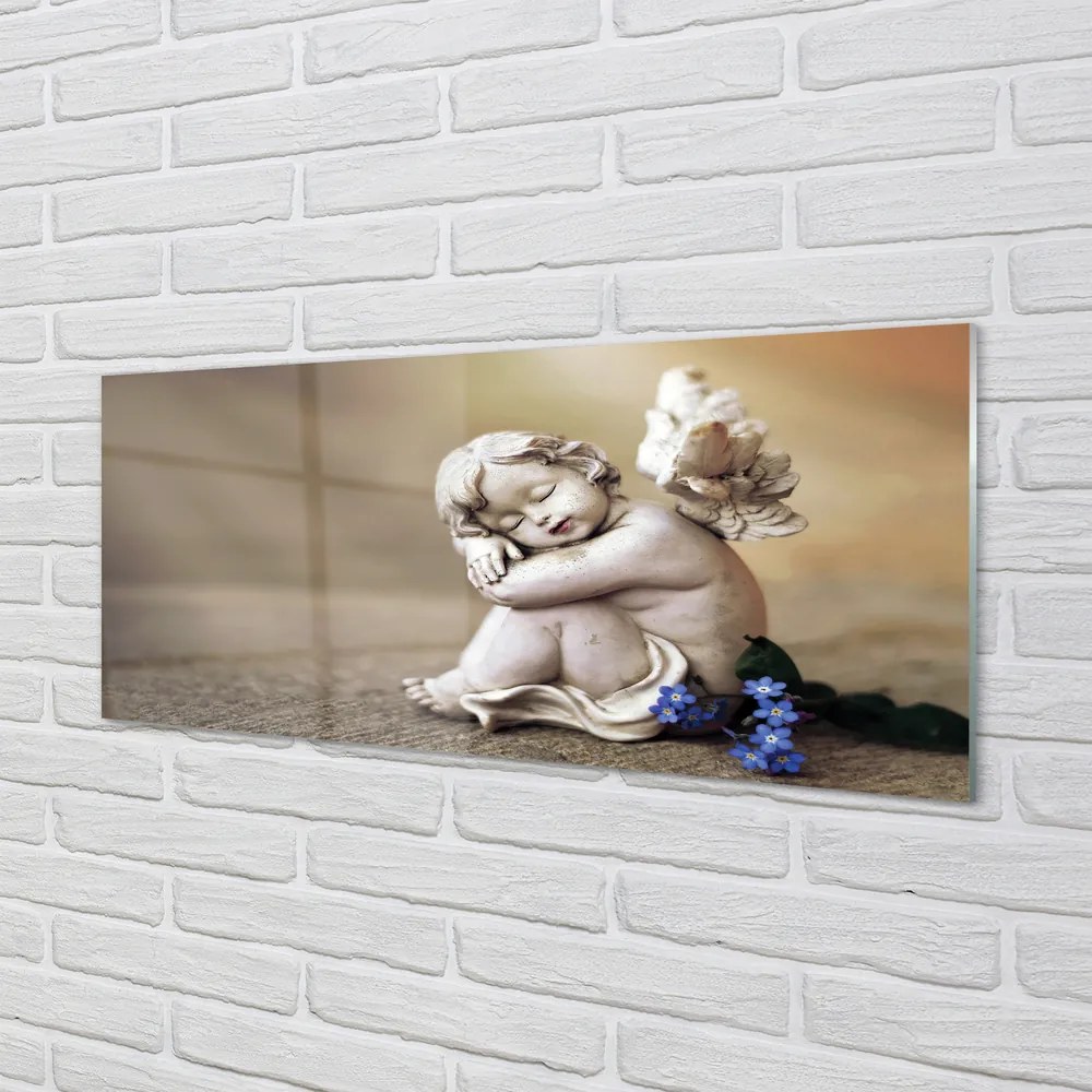 akrylový obraz Spící anděl květiny desky 120x60 cm