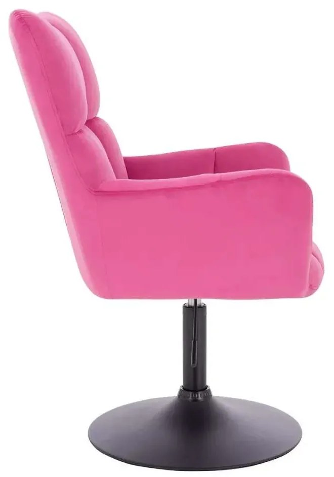 LuxuryForm DESIGN Otočné křeslo AURORA VELUR na černém talíři - tmavě růžové