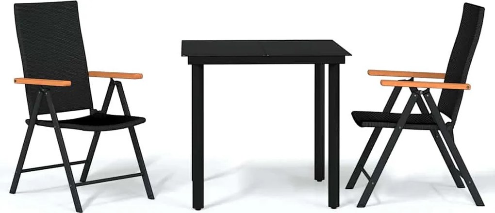 3dílný zahradní jídelní set černý 3099113