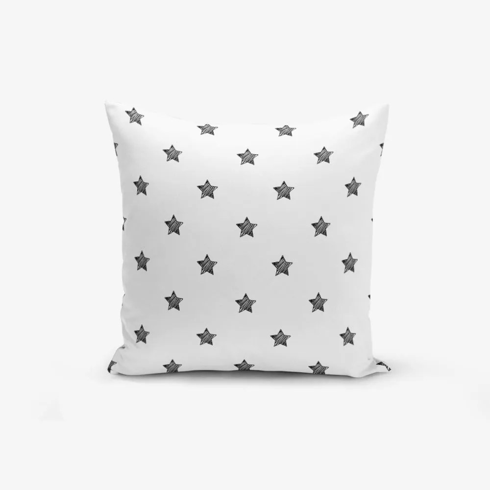 Černo-bílý povlak na polštář s příměsí bavlny Minimalist Cushion Covers White Background Star, 45 x 45 cm