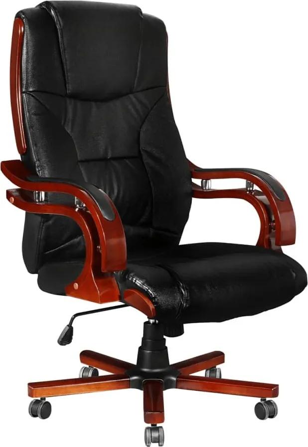 vidaXL Kancelářská židle pravá kůže [20565] Barva: Černá