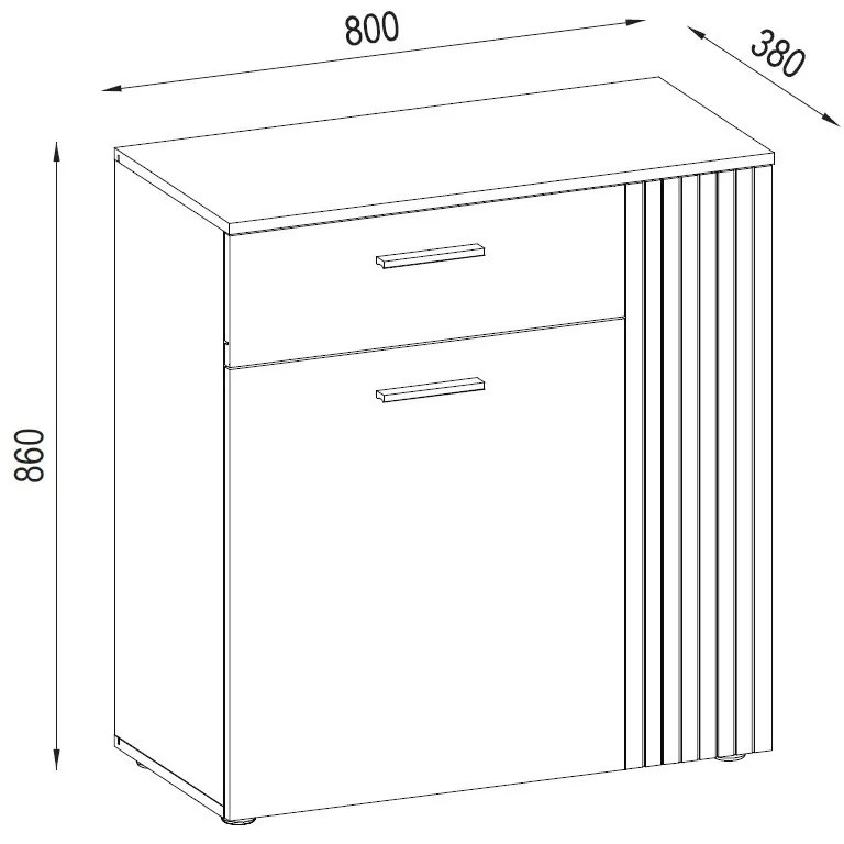 Skříňka se zásuvkou Esteban 80 cm, antracit/dub evoke