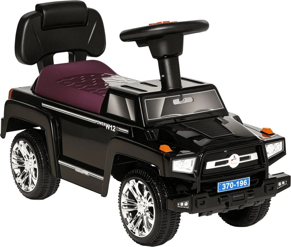 HOMCOM Dětský Off-Road Auto pro Jízdu, Auto s Osvětlením a Hudbou, Věk 18-36 Měsíců, 68x30,5x41,5cm, Černé | Aosom