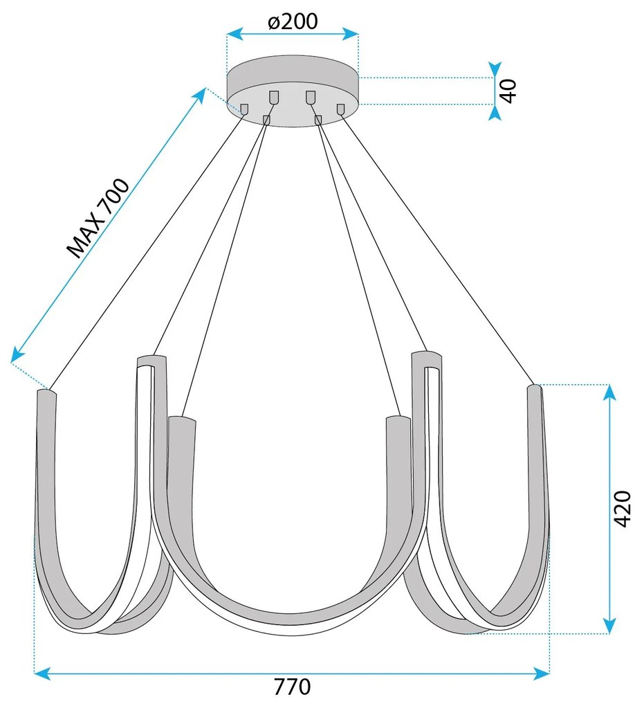 Toolight Závěsné LED osvětlení Modern D11 APP1749-CP zlaté