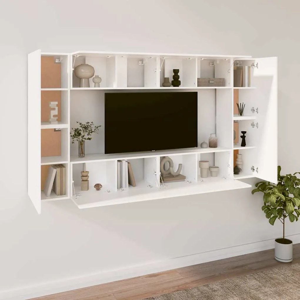 8dílný set TV skříněk bílý kompozitní dřevo 3114286