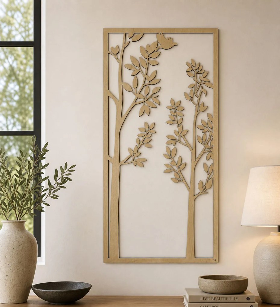 dřevo života Dřevěná dekorace strom LONG Zvolte rozměr (cm): 44x98, Zvolte barvu dekoru: Horský dub