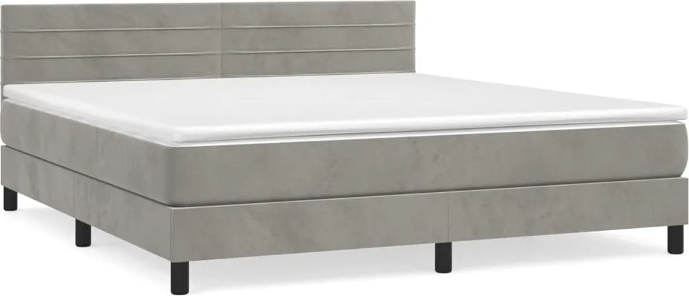 Box spring postel s matrací světle šedá 160x200 cm samet 3141371