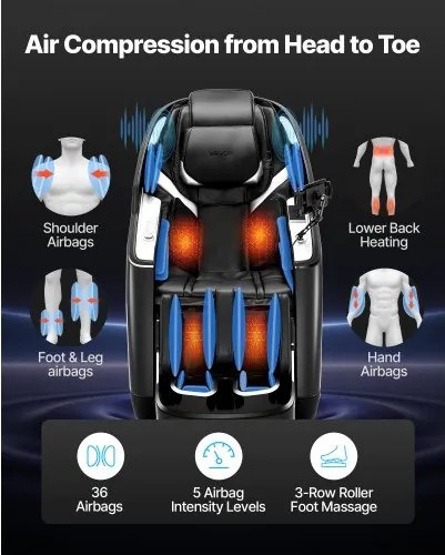 Masážní křeslo Dual-Core 4D+3D pro celé tělo VEVOR