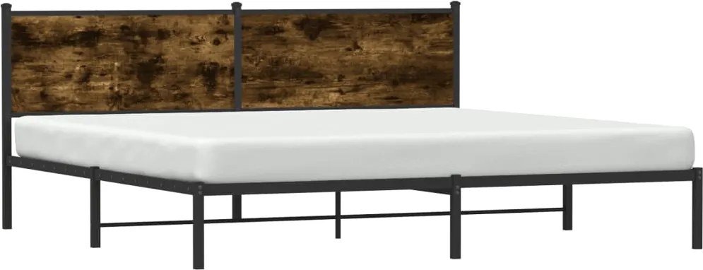 Kovový rám postele bez matrace kouřový dub 200 x 200 cm 3301350