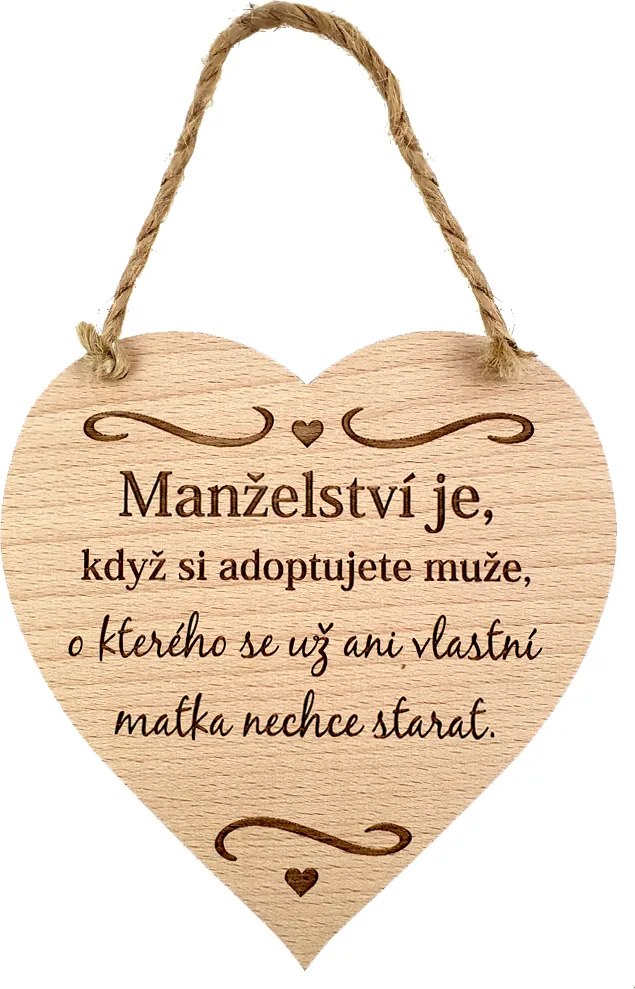 AMADEA Dřevěné srdce s textem Manželství je, když si adoptujete.., masivní dřevo, 16 x 15 cm