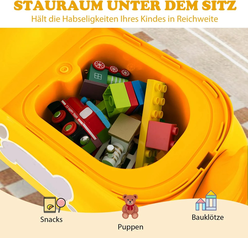 Costway Pojízdné autíčko pro batole s úložným prostorem pod sedadlem osvětlení