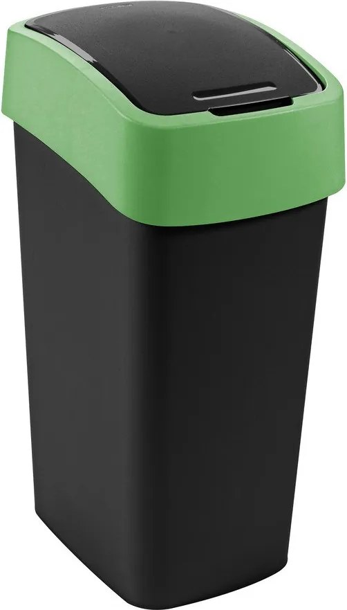 Zelený/černý plastový odpadkový koš na tříděný odpad 45 l Flip Bin – Curver