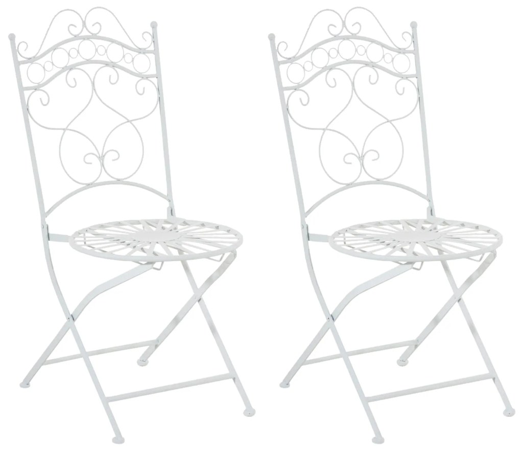 Kovová židle skládací Indra (SET 2 ks) - Bílá
