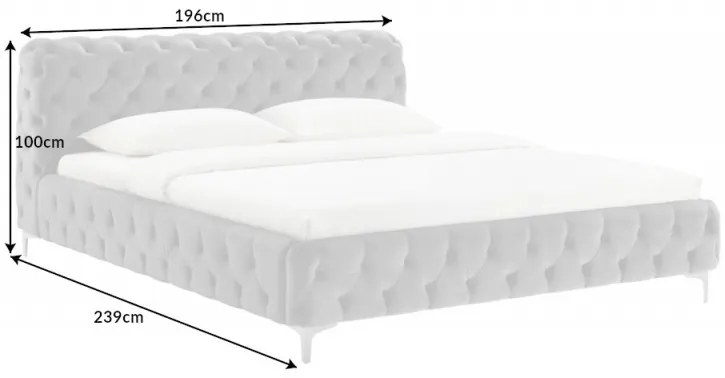 Šedá sametová postel Modern Barock 180x200 cm