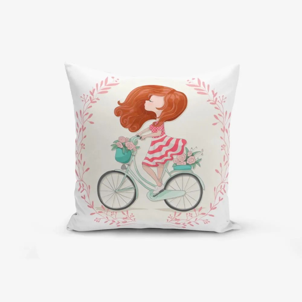 Povlak na polštář s příměsí bavlny Minimalist Cushion Covers Bike Girl, 45 x 45 cm