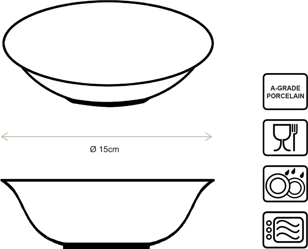 vtwonen Matt Black miska Ø15 cm, černá matná (Střední porcelánová miska na snídaně nebo polévky)
