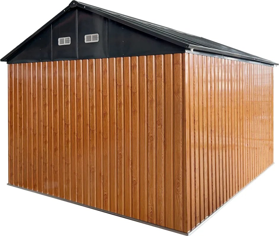 Plechový zahradní domek na nářadí, hnědá/antracitová, 3,6x3,1x2,5 m, GABKO