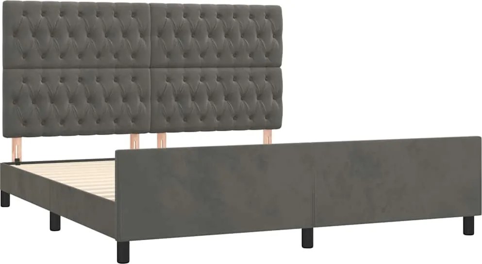Rám postele s čelem tmavě šedý 180x200 cm samet 3125953