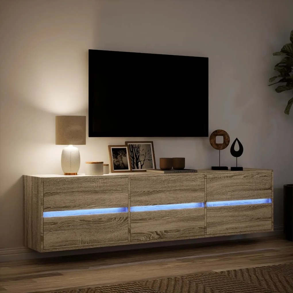 Nástěnná TV skříňka s LED dub sonoma 180 x 31 x 45 cm 3307935