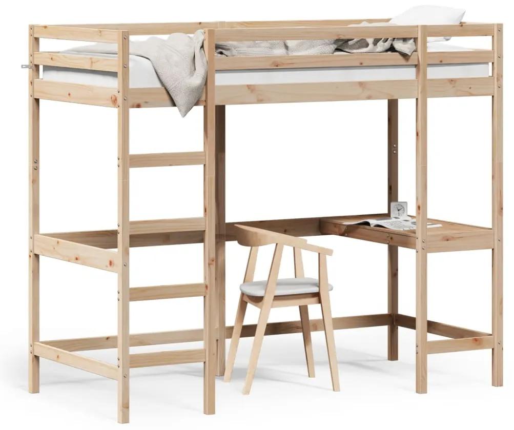 Patrová postel se stolem 90 x 190 cm masivní borovice,  842858