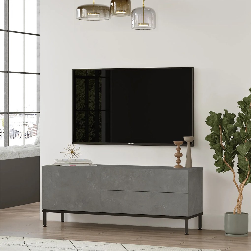 KALUNE DESIGN dřevěný TV stolek LIVA šedý 921YRD1110