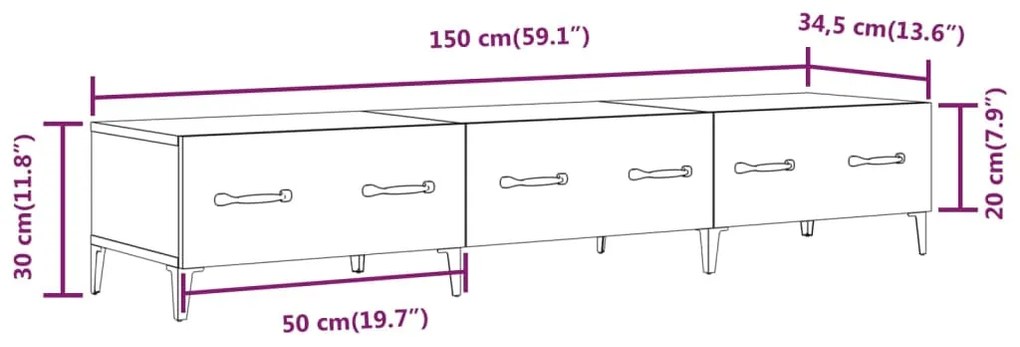 TV skříňka bílá 150 x 34,5 x 30 cm kompozitní dřevo - Default Title