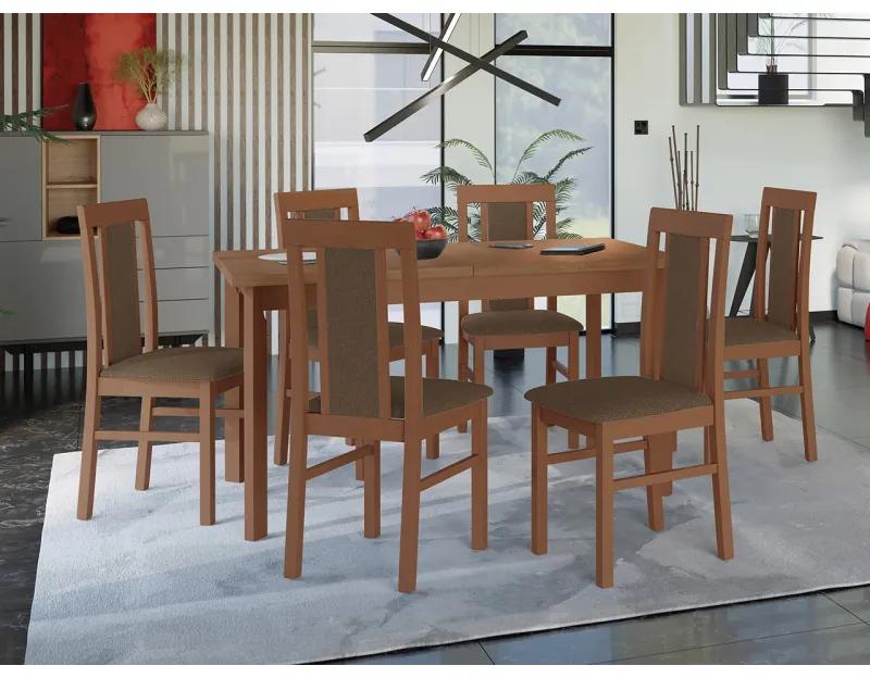 Rozkládací stůl se 6 židlemi - AL34, Barva dřeva: bílá, Potah: Zetta 297